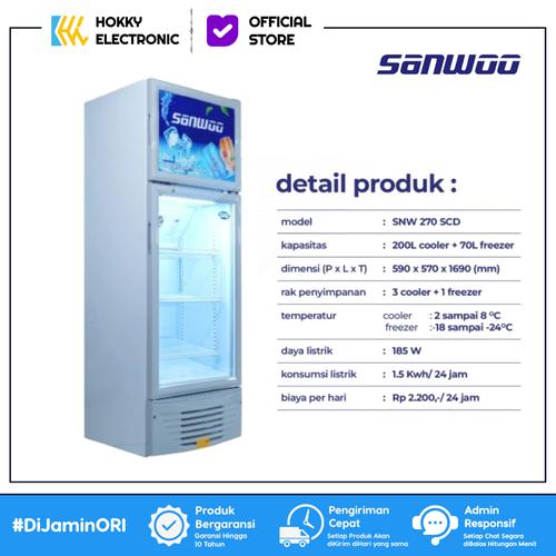 Promo Showcase 2 in 1 ( Cooler & Freezer ) Sanwo SNW-270SCD Showcase ...