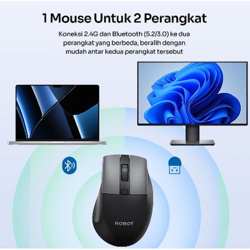 Jual Mouse ROBOT M355 Wireless Silent Click Receiver USB Bluetooth PC ...