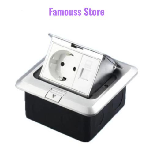 Jual Floor Socket Lantai - Stop Kontak Tanam Listrik EU + LAN RJ45 ...