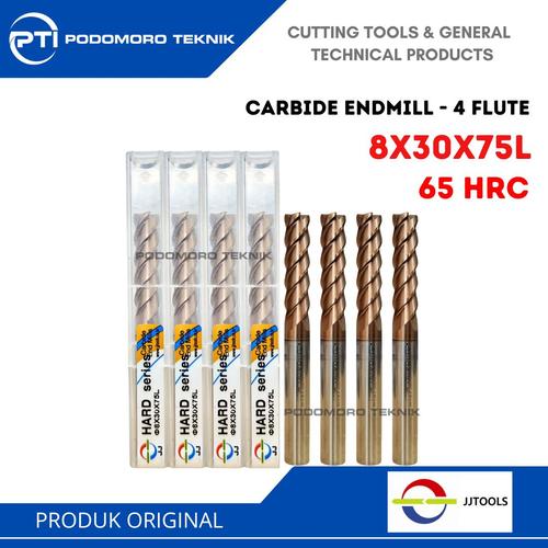 Jual Endmill 8 mm L75 4 Flute 65 Hrc JJ Tools Endmill Carbide 8X30X75L ...