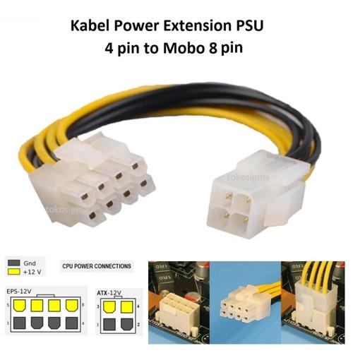Jual Kabel Power Extension, converter, konektor, PSU 4 pin male ke 8 ...