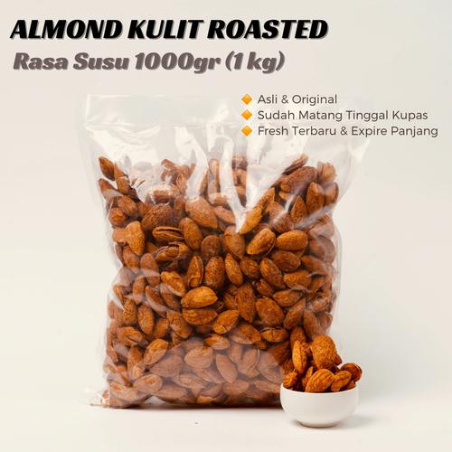 Jual KACANG ALMOND KULIT PANGGANG 1kg Rasa Susu Almon Cangkang Roasted ...