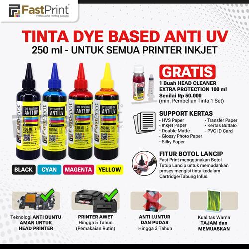 Jual Fast Print Refill Tinta Universal Dye Based Anti UV 250ML - Black ...