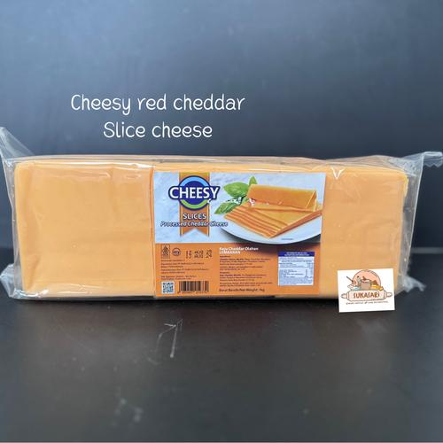 Jual Cheesy Red Cheddar Slice 1/3 kg Keju Burger Melted leleh 28 Slice ...