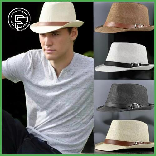 Jual Topi Fedora Jerami Hat Panama Jazz Pria Wanita Import - Cream ...