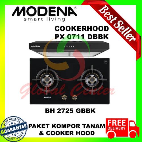 Jual MODENA PAKET KOMPOR TANAM DAN COOKER HOOD BH 2725 GBBK + PX 0711 ...