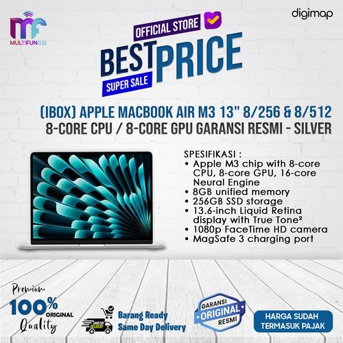 Promo (IBOX) Apple Macbook Air M3 13" 8/256 & 8/512 8-Core CPU / 8-Core GPU Garansi Resmi Cicil ...