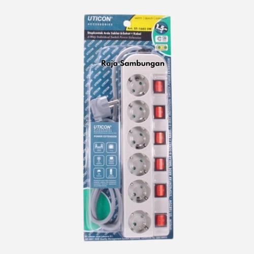 Jual Stop Kontak Kabel Steker Switch 6 Lubang x 1.5 Meter Uticon ...