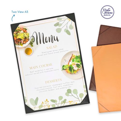 Jual Buku menu kulit coklat muda, coklat tua, hitam model two view ...
