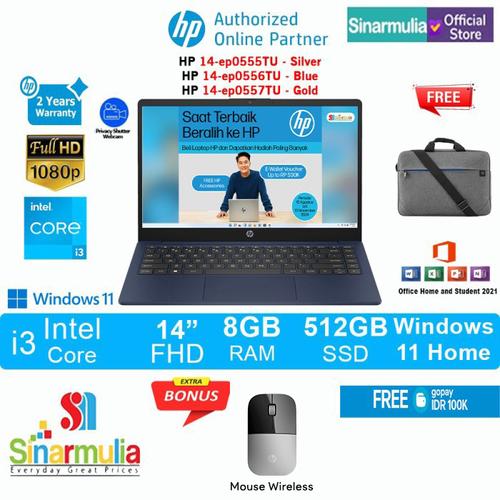Promo HP 14-ep0555TU/ep0556TU/ep0557TU i3-1215U 512GB SSD 8GB Win11+OHS ...