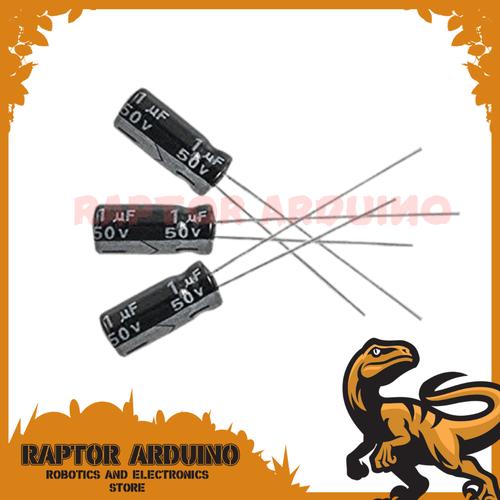 Jual Capasitor elco 1uf 50v kapasitor elko 1 uf micro mikro capacitor ...