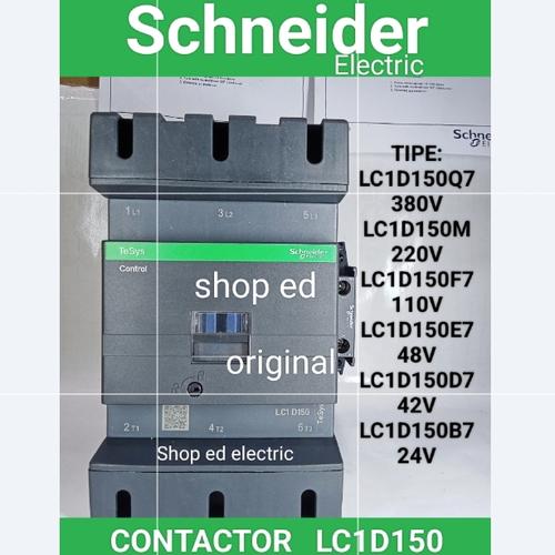 Jual SCHNEIDER CONTACTOR KONTAKTOR LC1D150Q7/LC1D150 Q7 380VAC 3PHASE ...