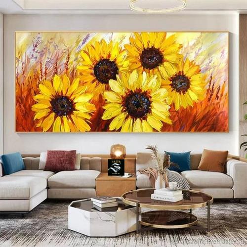 Jual Lukisan Bunga matahari texture tebal modern minimalis ukuran ...