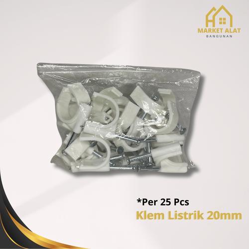 Jual (1 Bks = 25 Pcs) Klem Pipa Listrik PVC 20 MM / Klem Pipa Conduit ...