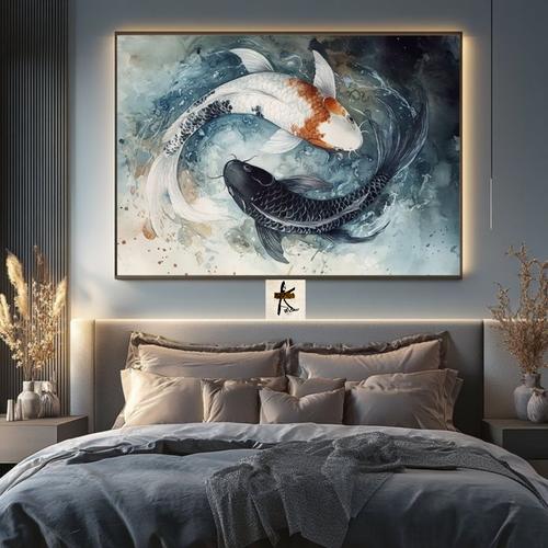 Jual Lukisan Ikan koi Fengshui shio Yin yang modern ukuran 150cmx80cm ...
