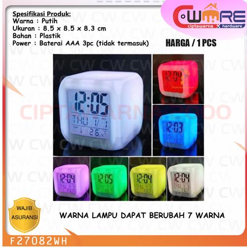 Jual Jam LED Meja Bentuk Kubus Digital Clock Alarm Dapat Berubah 7 ...