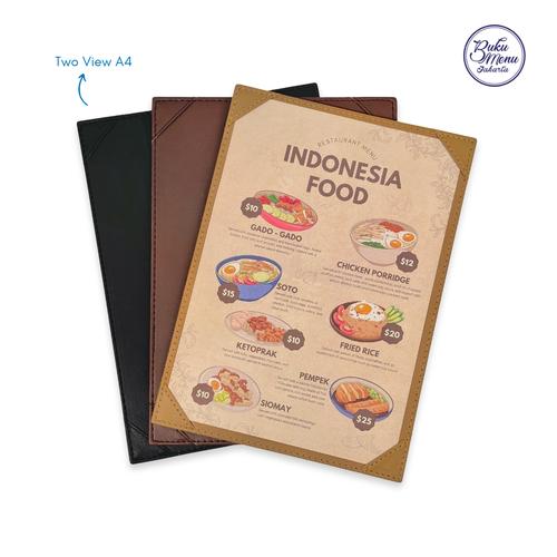 Jual Buku menu kulit coklat muda, coklat tua, hitam model two view ...