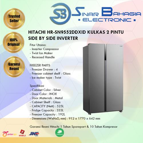 Jual HITACHI HR-SN9552DDXID KULKAS 2 PINTU SIDE BY SIDE INVERTER 160 ...