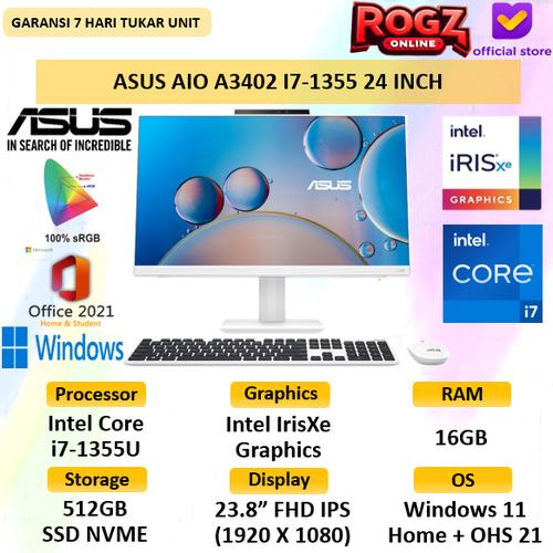 Promo Asus All In One A3402 I7 1355 16GB 512 SSD W 11 + OHS 24 Inch IPS ...