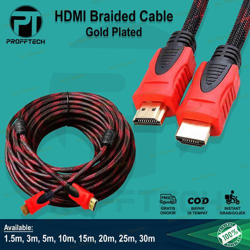 Jual Kabel HDMI Jaring Braided 1.5m, 3m, 5m, 10m, 15m, 20m - 5 meter ...