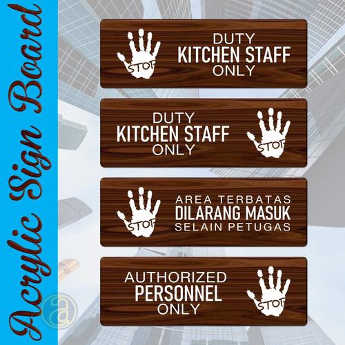 Promo Kitchen Staff Only Sign Acrylic 10x30 cm Vinyl Print | Sign Board ...