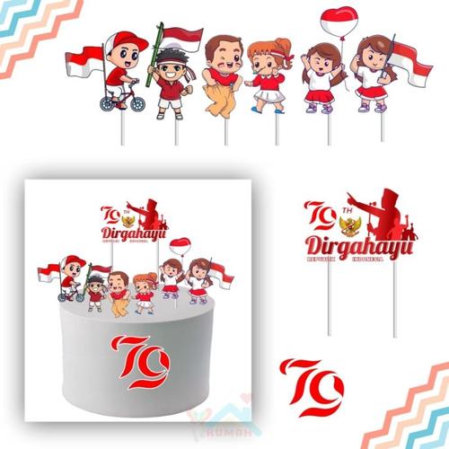Jual Topper Cake HUT RI 79 Hiasan Kue Tema 17 Agustus Topper Kue Cake ...
