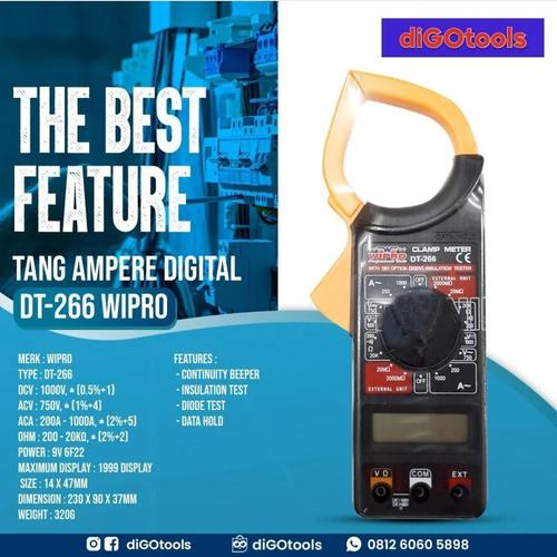 Jual Wipro Tang Ampere DT-266 - Digital Clamp Multimeter Tang Ampere DT266 Black - Pengukur arus ...