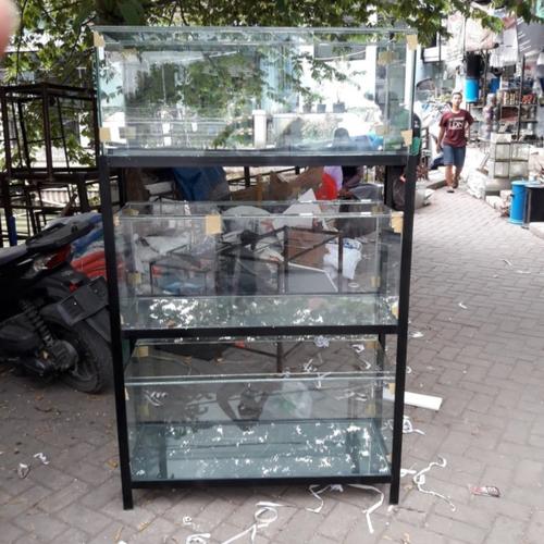 Jual custom aquarium 100x40x25 cm 4 skatan 5 kotak kaca 5 dasar 8 mili ...