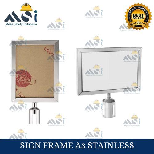 Jual Sign Frame A3 Potrait / Landscape Papan Tiang Antrian Stainless ...