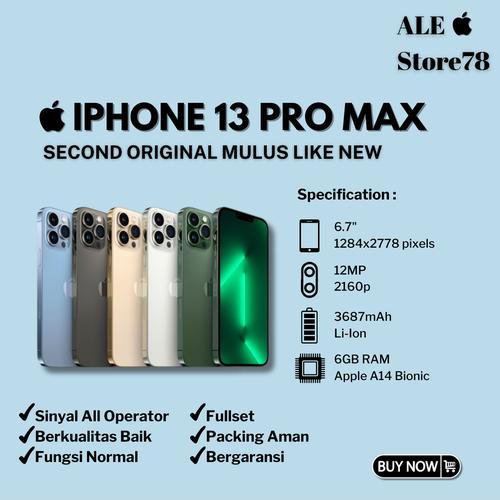 Jual iPhone 13 Pro Max 128GB 256GB 512GB 1TB Second Bekas Mulus Original - Sierra Blue, 13 ...