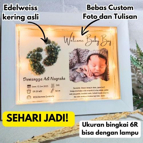 Jual FRAME BABY EDELWEISS BINGKAI KACA 6R KADO KELAHIRAN BABY BIODATA ...