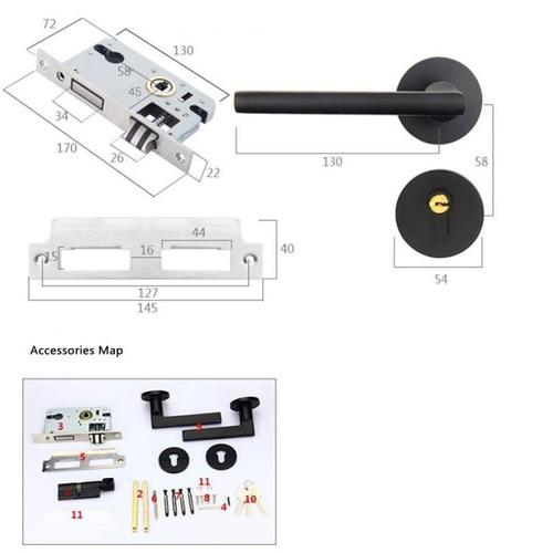 Jual Gagang Pintu Kantor Rumah Door lock/Gagang Pintu Gaya Eropa Hitam ...