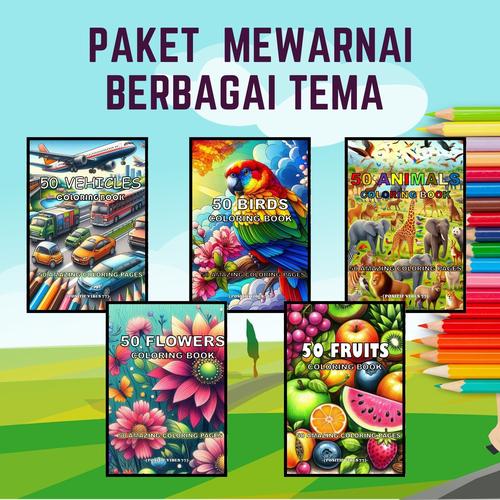 Jual Paket 10 Kertas Gambar Mewarnai Ukuran A5 /GAMBAR MEWARNAI ...