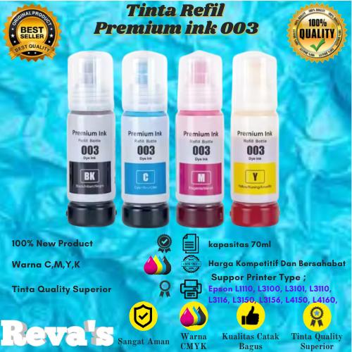 Jual Tinta Refill Epson 003 Ink 1 Set Printer Epson L1110 L3210 L3110 ...