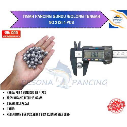Jual Timah Pancing Gundu Atau Bolong Tengah No 2 ukuran 15 gram isi 4 ...