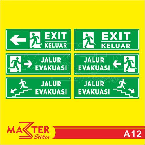 Jual A12 - Acrylic Sign Stiker Akrilik Exit dan Jalur Evakuasi, Bisa ...