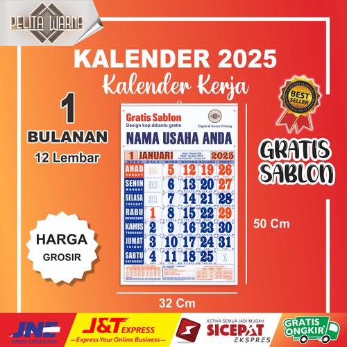 Jual kalender 2025/kalender promosi/1bulanan Free Cetak Nama Toko Anda ...