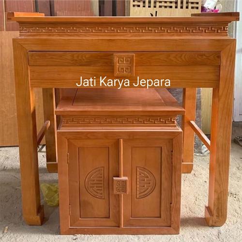 Jual Meja Altar Sederhana Dengan Kabinet Meja Sembahyang Kayu Jati ...