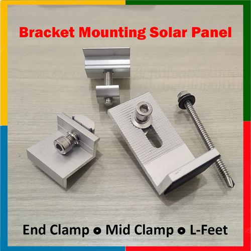 Jual Bracket Mounting Solar Panel End Clamp Mid Clamp L-Feet breket PV ...