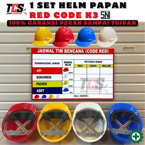 Jual 1 SET CODE RED / PAPAN PIKET / PAPAN BENCANA / PAPAN CODE RED + 4 BUAH HELM PROYEK STANDART ...