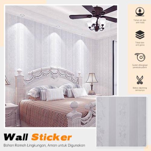 Jual Wallpaper Sticker 45 x 800 cm Wallsticker Ruang Tamu Kamar putih garis bunga - Jakarta ...
