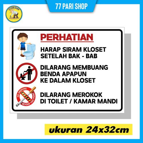 Jual sticker rambu toilet bersama stiker dilarang buang sampah dalam ...