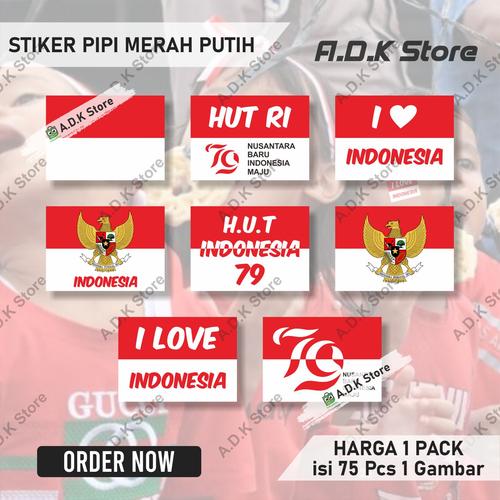 Jual (1 PACK ISI 75 PCS) Stiker Pipi Merah Putih, Stiker Merah Putih ...