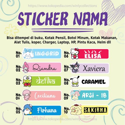Jual STICKER LABEL NAMA SANRIO HELLO KITTY KUROMI CINNAMOROLL STIKER ...
