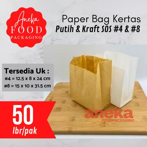 Jual Paper bag/kantong kertas roti polos coklat uk. 12.5 x 24.5cm ...