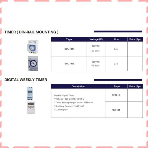 Jual FORT DIGITAL WEEKLY TIMER TP8A16 FG-316T 220-240VAC 220VAC 240VAC ...