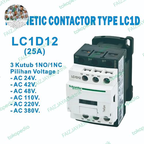 Jual MAGNETIC CONTACTOR SCHNEIDER LC1D12 25A ORIGINAL - Kota Surabaya ...