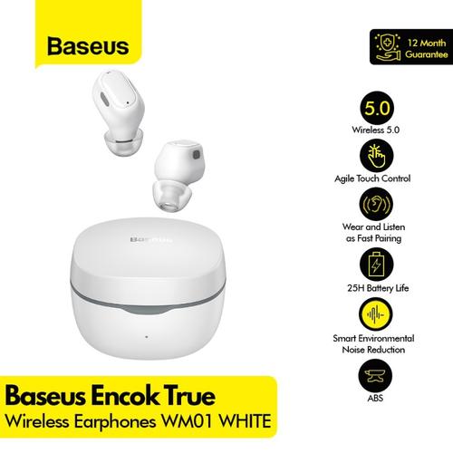 Jual Baseus WM01 TWS True Wireless Earbuds Bluetooth Earphone - White ...