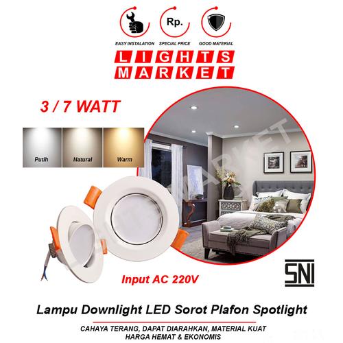 Jual Lampu Downlight LED Plafon 3 Watt 7 Watt Inbow 3W 7W 220V - 3 Watt, Putih - Kota Bandung ...