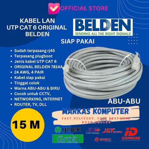 Promo Kabel Lan Belden Cat 6 USA 15 meter Siap Pakai/15M / 15meter UTP ...
